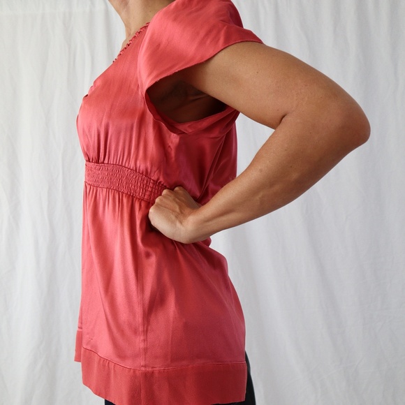 BCBGMaxAzria | Tops | Salmon Silk Bcbg Blouse Small | Poshmark